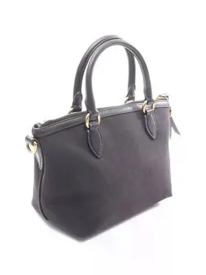 Prada Canvas Handbag With Leather Trim