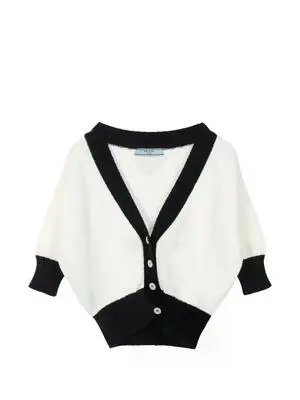 Prada Cropped V-neck Cardigan - Black
