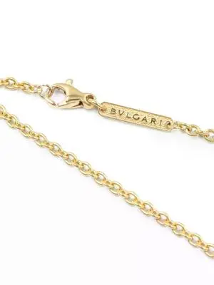 BVLGARI 18k Yellow Diamond Logo Engraved Cable Link Chain Necklace