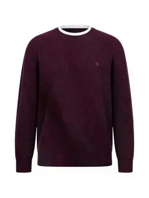 Calvin Klein Embroidered Logo Waffle Knit Sweater - Red