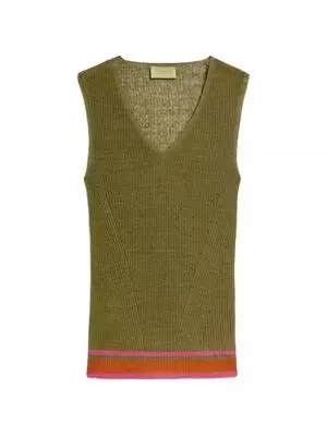 Momoni Ribbed Knit Ella Tank Top - Green