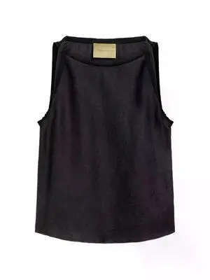 Momoni Linen Torchon Strap Tank Top - Black