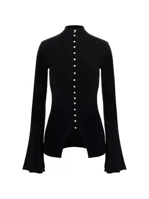 MANURI Embellished High Neck Blouse - Black