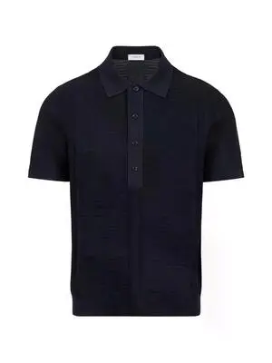 PAOLO PECORA Textured-knit Polo Shirt - Blue
