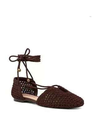 TWINSET Crochet-knit Lace-up Flat Pumps
