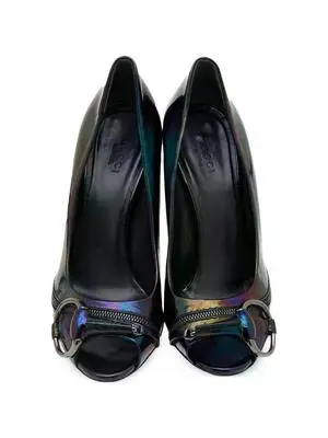 Gucci 110mm Horsebit Patent Leather Heeled Pumps - Black