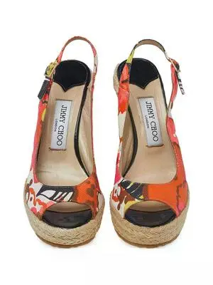 JIMMY CHOO 120mm Floral Print Espadrille Sandals