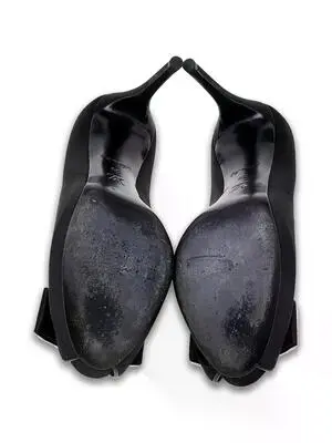 LOUIS VUITTON Embellished Satin Stiletto Pumps - Black