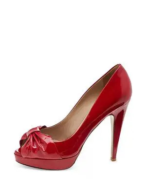 Valentino Garavani Patent Leather Peep Toe Pumps