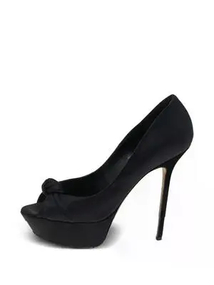 SERGIO ROSSI Satin Peep Toe Platform Stiletto Heels