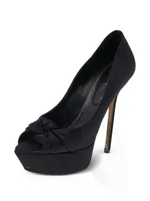 SERGIO ROSSI Satin Peep Toe Platform Stiletto Heels