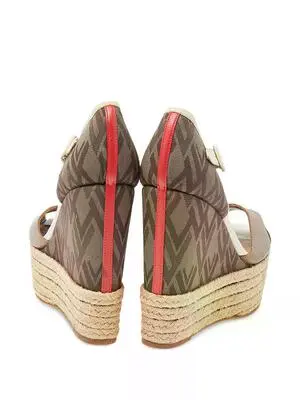 Valentino Garavani 130mm Braided Raffia Wedge Sandals