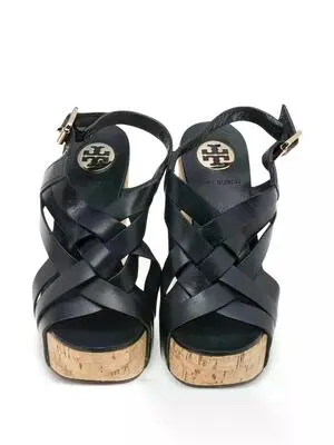 Tory Burch 125mm Leather Wedge Sandals