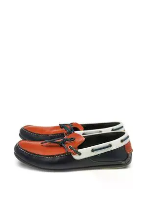 FERRAGAMO Leather Loafers With Bow Detailing - Blue