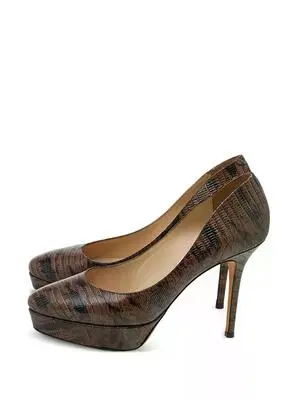 JIMMY CHOO 110mm Cosmic Lizard-embossed Heeled Pumps - Brown