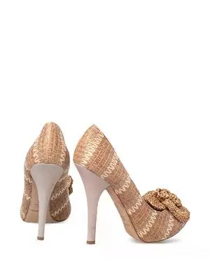 Dolce & Gabbana Flower Detail Raffia Pumps