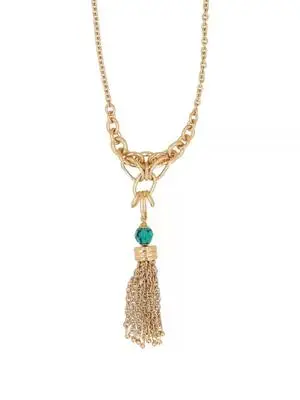 Chloé Tone Crystal Bead Tassel Pendant Necklace