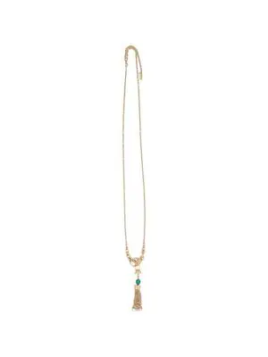 Chloé Tone Crystal Bead Tassel Pendant Necklace