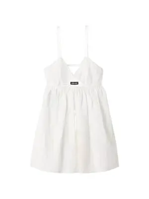 Miu Miu Slubbed Poplin And Eyelet Lace Mini-dress - White