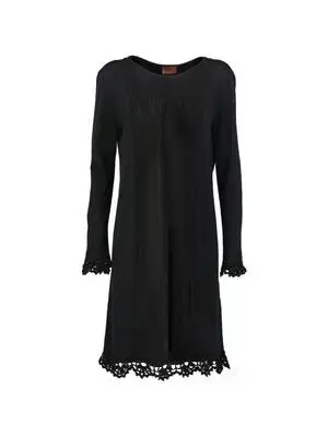 Missoni Crochet-trimmed Sequin Embellished Ribbed Dress - Black