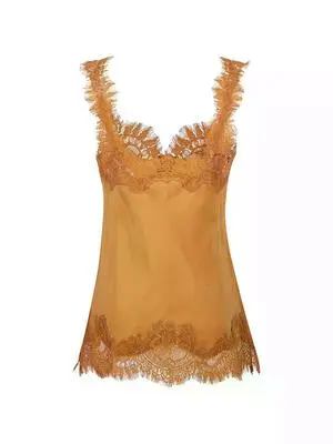 Gold Hawk Lace-trimmed Silk Top