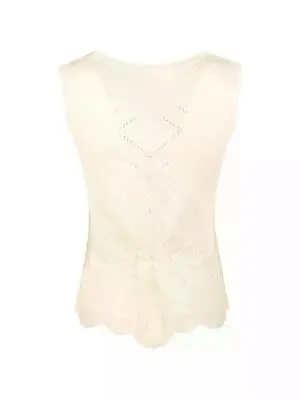 Ermanno Scervino Pointelle-knit Lace-trimmed Top