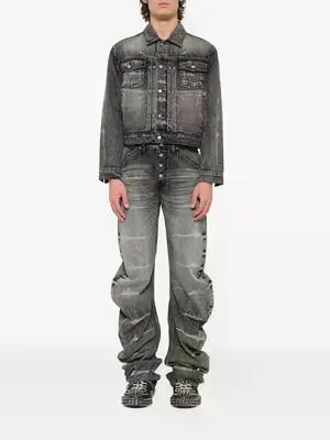 THUG CLUB Tc Spine Laser-etched Denim Jacket - Black