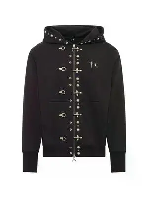 THUG CLUB Studded Zip-up Hoodie - Black