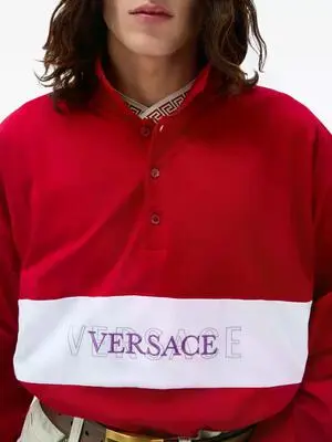 Versace Embroidered-logo Intarsia Cotton-jersey Polo