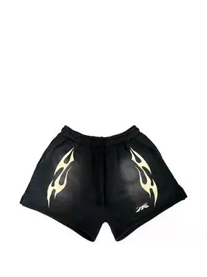 HELLSTAR Flame Print Track Shorts - Black