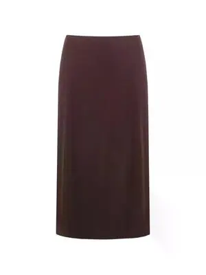 THE ARKOW Lily Side-slit Midi Skirt - Brown
