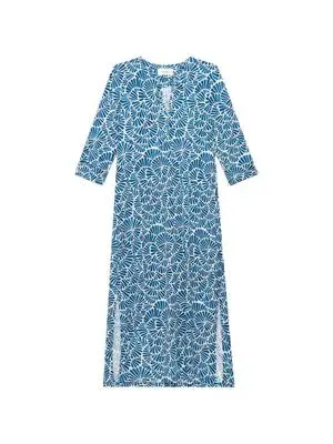 Malìparmi Shell-print V-neck Midi Dress - Blue