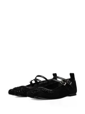 NODALETO Embellished Mesh Loafers - Black