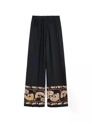 BODE Embroidered Wide-leg Trousers - Blue