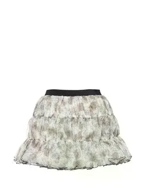 PUSHBUTTON Shirred Tiered Skirt - White
