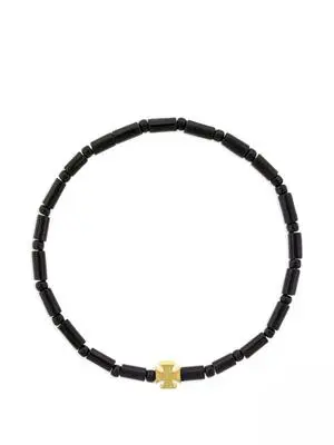 Luis Morais 14k Yellow Gold Cross Beaded Bracelet - Black