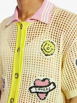 Mira Mikati Open-knit Cardigan With Embroidered Patches