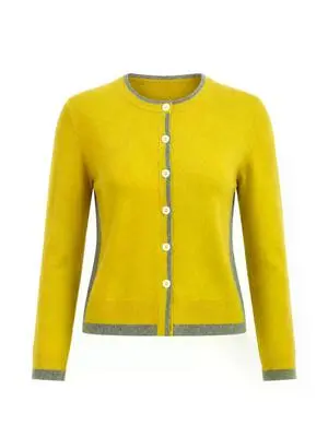 CUDDLEUP Contrast Trim Button-down Cardigan