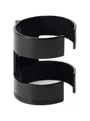 Elisabetta Franchi Logo-engraved Wrap-around Cuff Bracelet - Black