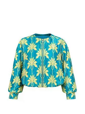 ODEEH Zip-up Palm Print Jacket - Blue