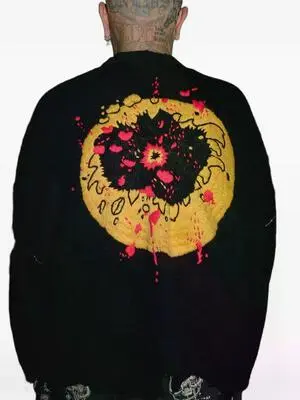 SAINT MXXXXXX Distressed Graphic Intarsia Sweater