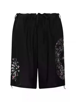 Yohji Yamamoto Graphic Print Drawstring Shorts - Black