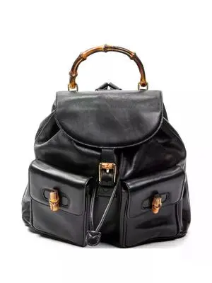 Gucci Large Bamboo Backpack - Black