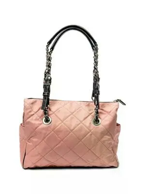 Prada Quilted Chain-link Tote Bag - Pink