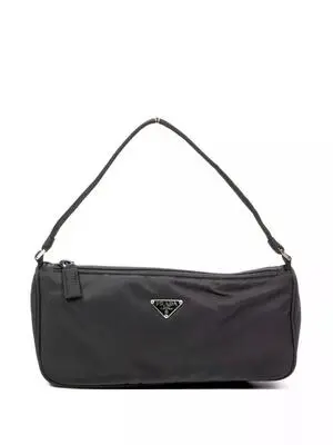 Prada Logo Plaque Handbag - Black