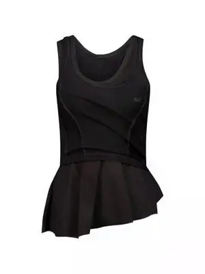 Natasha Zinko Asymmetrical Peplum Hem Tank Top - Black
