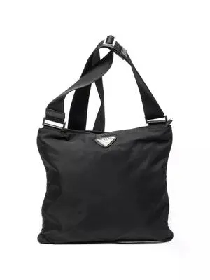 Prada Logo-plaque Shoulder Bag - Black