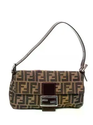 Fendi Zucca Canvas Baguette Handbag - Brown