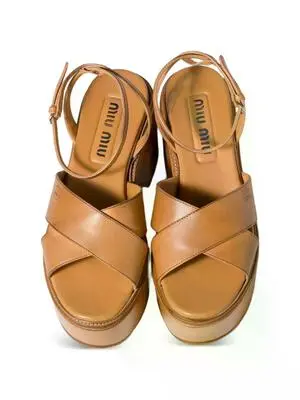Miu Miu Leather Platform Sandals