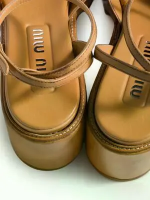 Miu Miu Leather Platform Sandals